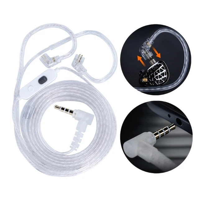 KZM2 EARPHONE CABLE 3.5mm 2 Microphones Silver Plateds Upgrades IEM ...