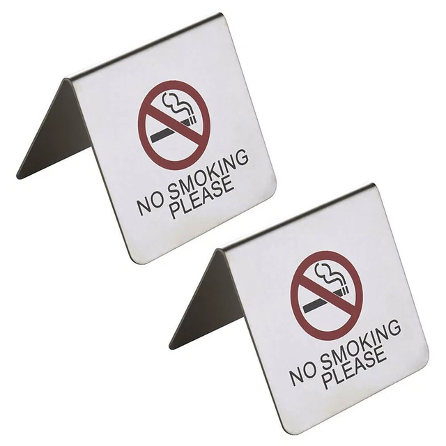 2X SANDLEFORD 6.5CM No Smoking Warning Sign A-Frame Steel Tabletop/Desk ...