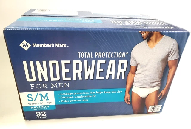 MEMBER'S MARK TOTAL Protection Incontinence Underwear for Men S/M, 92 ...