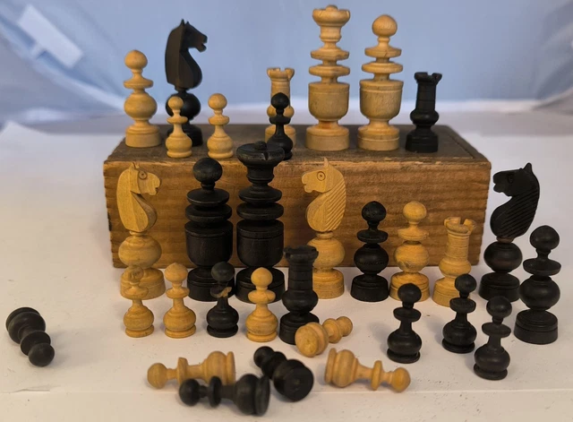ANTIQUE FRENCH REGENCY Pattern Small Chess Set, Circa 1930s, King 56mm ...