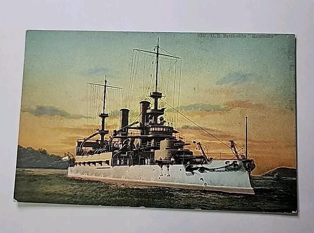USS KENTUCKY BATTLESHIP of the Great White Fleet Postcard Colored £7.53 ...