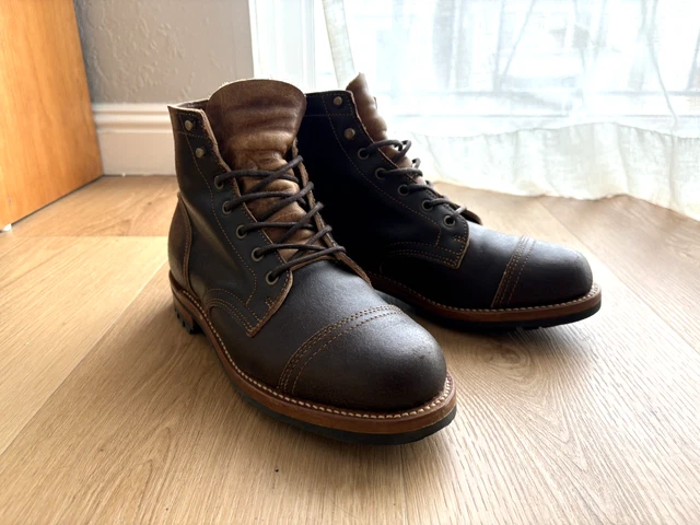 TRUMAN JAVA WAXED Flesh Cap Toe Boot Goodyear Welted Commando Sole Size ...