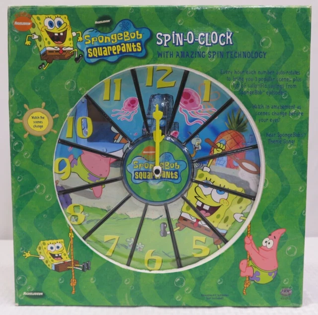 RARE SPONGEBOB SQUAREPANTS Spin-O-Clock Wall Clock Rotating Scenes SEE ...