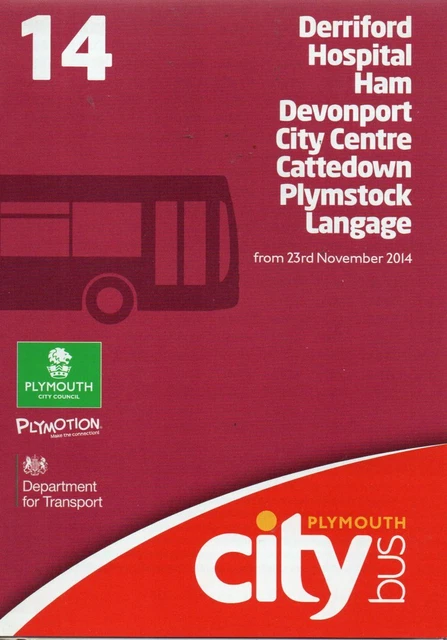 PLYMOUTH CITY BUS Timetable 14 Derriford Plymouth Langage plymouth-city-bus-timetable-14-derriford-plymouth-langage