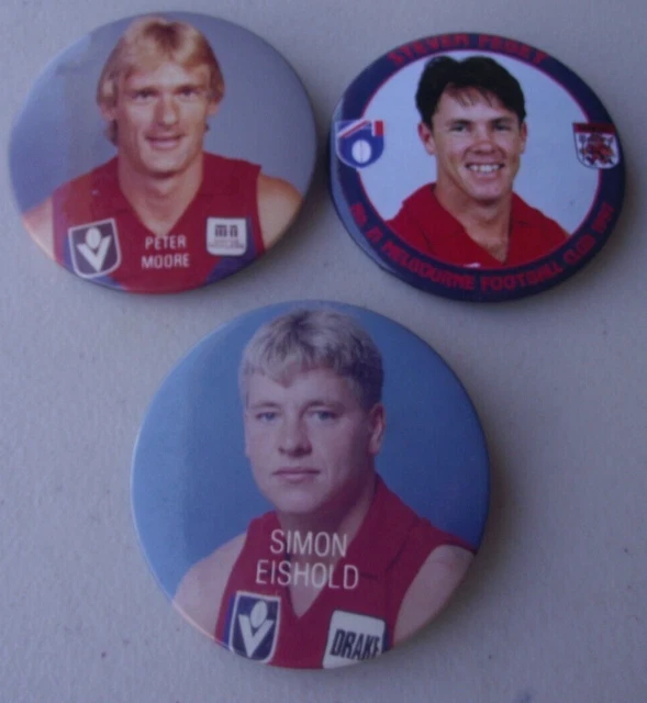 AFL PLAYER BADGES Melbourne Demons From 80S Vfl=S Febey=P Moore=Simon ...