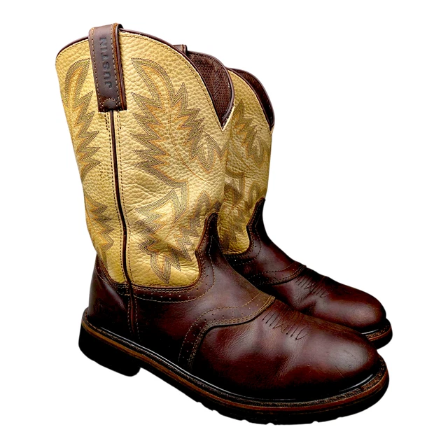 JUSTIN ORIGINAL SUPERINTENDENT Western Work Boots Brown Gold Soft Toe ...