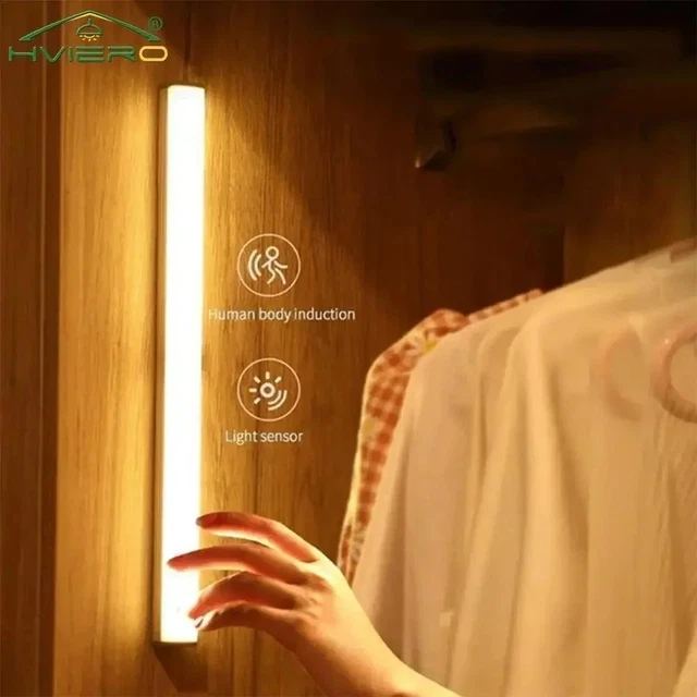 LED MOTION SENSOR USB Rechargeable Wireless PIR Strip Light Cabinet ...