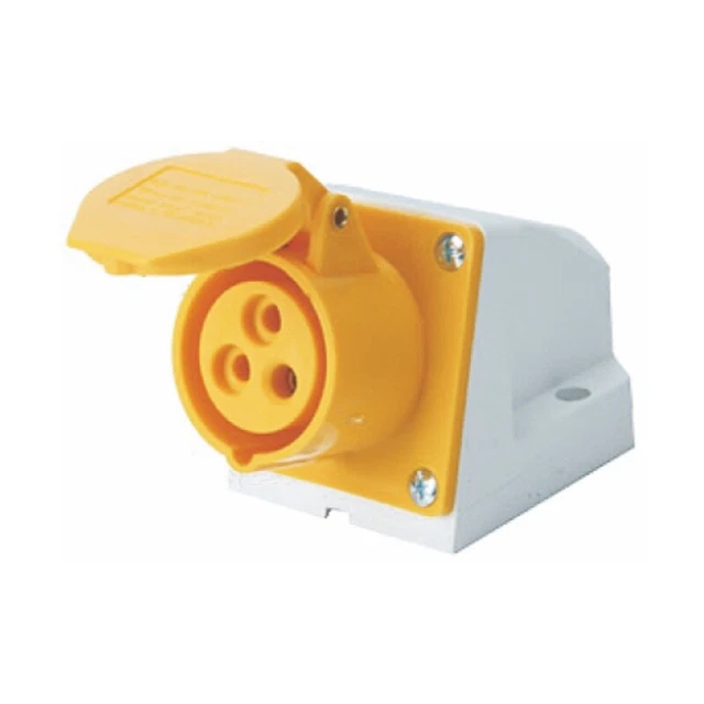 32A 110V ANGLED Socket Nante FNP2-123-4 2P+E IP44 Surface Mount Electric Distro £8.49 - PicClick UK