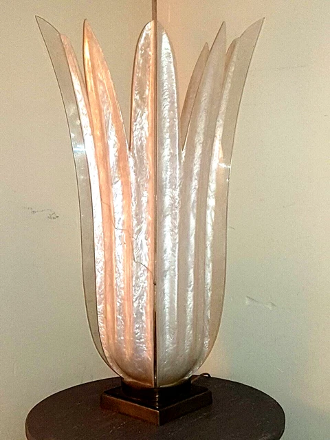 LAMPE LAMPADAIRE ROUGIER 78cm TULIPE PERPLEX PLEXIGLAS NACRÈ 70/80 ...
