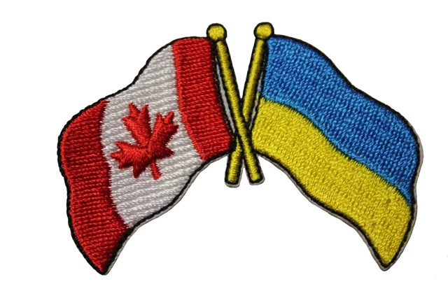 CANADA & UKRAINE Plain Friendship Country Flags Iron On PATCH CREST ...