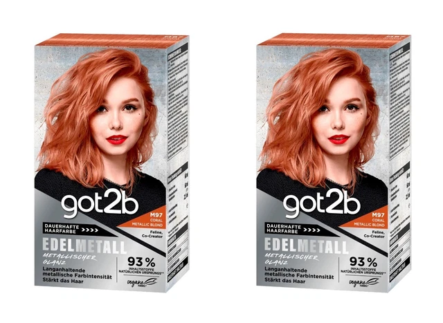 2X GOT2B EDELMETALL Dauerhafte Haarfarbe M97 Coral Metallic Blond ...