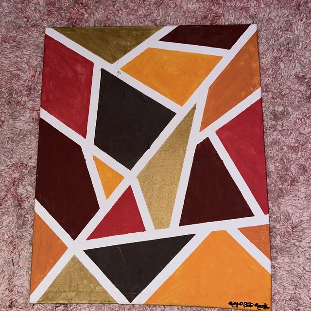 ORIGINAL QUADRILATERAL AND Triangle Art Acrylic on Canvas Painting ...