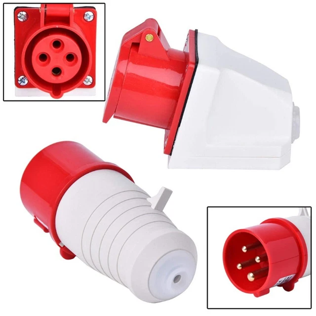 INDUSTRIAL PLUG AND Socket 4P 32A Waterproof Electrical Connector IP44 ...