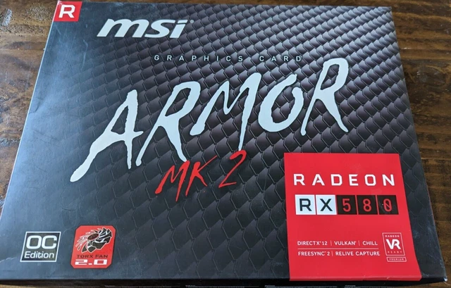 MSI AMD RADEON Rx 580 Armor Mk2 OC 8gb Graphics Card MK 2 MKII MK II ...
