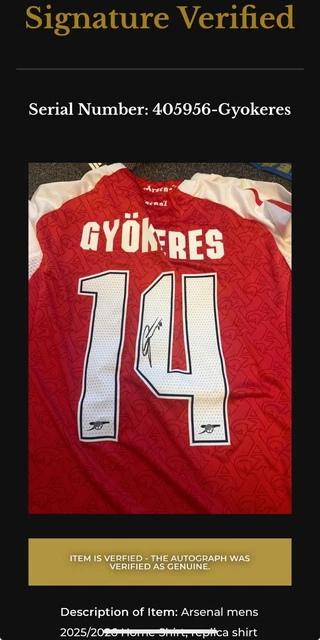 VIKTOR GYOKERES SIGNED Arsenal Home Shirt 25/26 COA £75.00 - PicClick UK