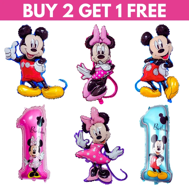 DISNEY MICKEY MOUSE MINNIE Mouse Balloons 1st Kids Birthday 3D Large ...