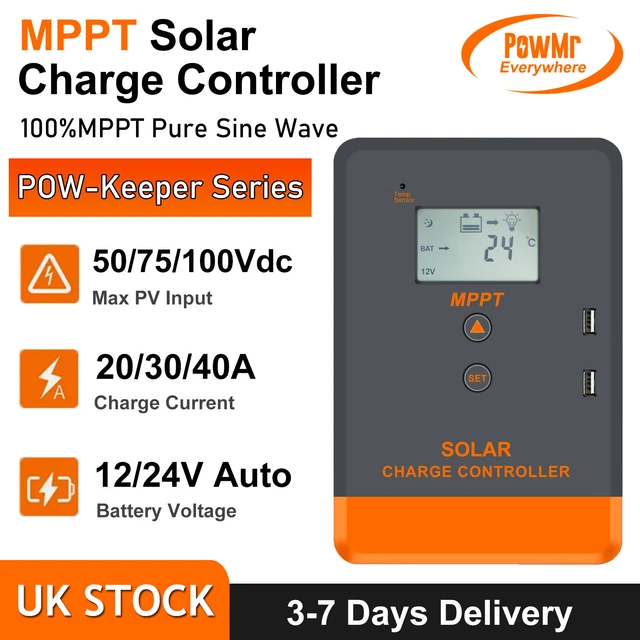 POWMR 20/30/40A AMP MPPT Solar Charge Controller 12/24V Battery ...