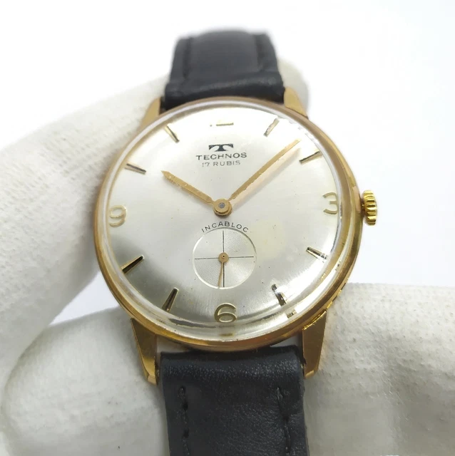 MONTRE HOMME VINTAGE Technos Classique 17 Rubis Incabloc Rare Mécanique ...