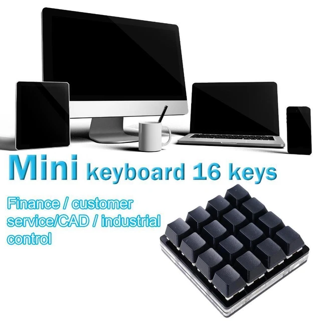 16-KEY BLACK KEYPAD Mechanical Keyboard Custom Shortcut Programmable ...