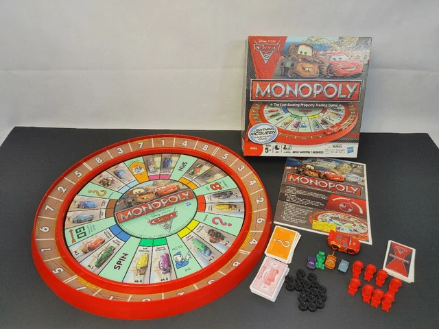 DISNEY PIXAR CARS 2 Monopoly Lightning McQueen Racetrack Board Game ...