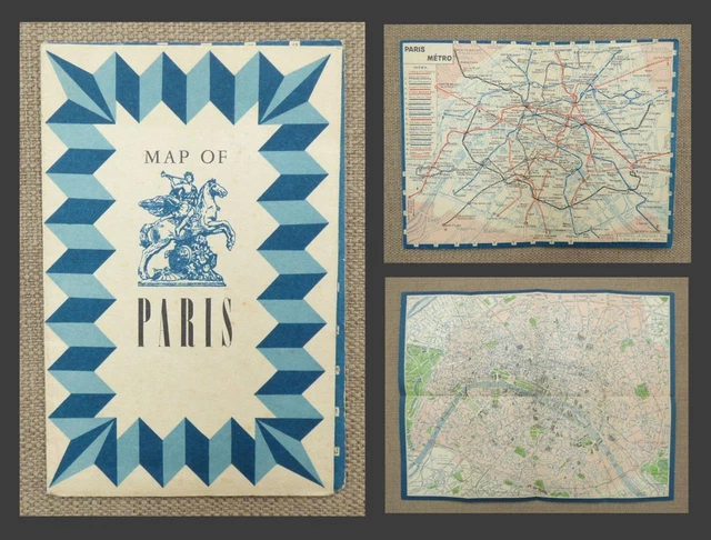 CENTRAL PARIS POCKET MAP with METRO/ TUBE MAP, c.1950's - Blondel La ...