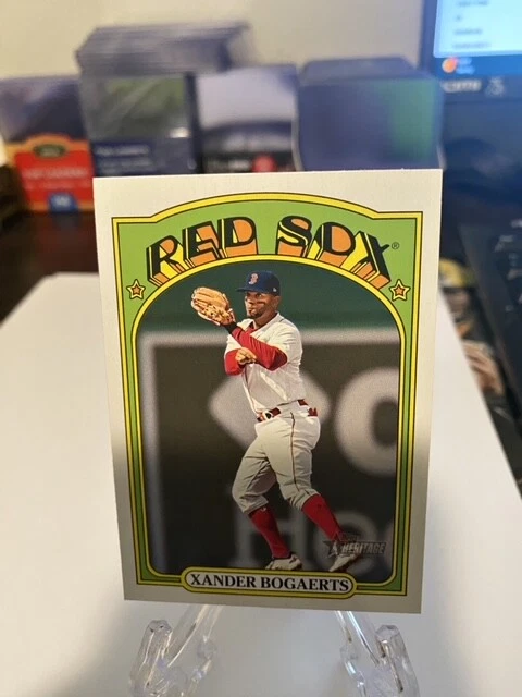 VARIATION ACTION XANDER Bogaerts 2021 Topps Heritage SP Boston Red Sox ...