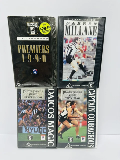 COLLINGWOOD MAGPIES VINTAGE AFL VHS tapes X 4 Premiers 1990 Millane ...