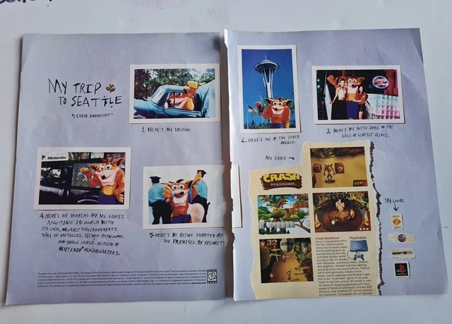 CRASH BANDICOOT Duo Ps1 Playstation Game ADVERT 8.2X11" X 2 MINI POSTER ...