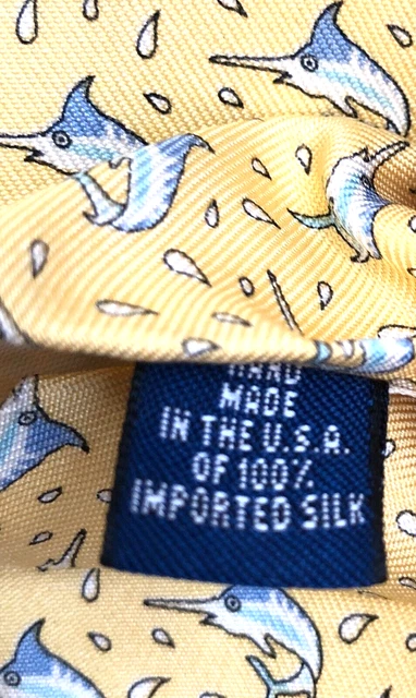 VINEYARD VINES YELLOW Splashing Swordfish Custom Silk Tie UBS Extra ...