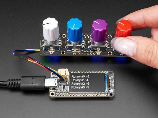 ADAFRUIT I2C QUAD Rotary Encoder Breakout con NeoPixel, STEMMA QT/Qwiic ...