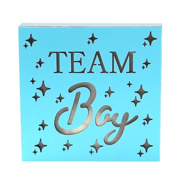 TEAM BOY SIGN Wooden LED Light Square Shape Ornament for Baby Shower ...