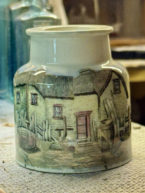 1850’S PRATTWARE PRATT Coloured Pot - MENDING THE NETS - Good Condition ...