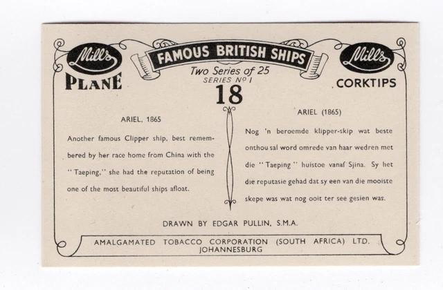 FAMOUS SHIPS. #18 The Clipper “Ariel” 1865 $6.99 - PicClick AU