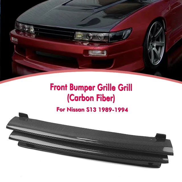 FRONT BUMPER GRILLE Grill For Nissan S13 Silvia 1989-1994 Black Carbon ...