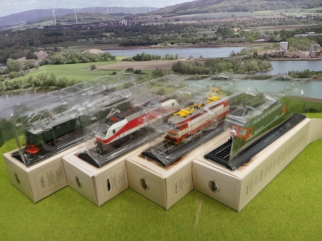 RACCOLTA ATLAS H0 locomotiva elettrica modelli stand 4 pz FFS CD ÖBB ...