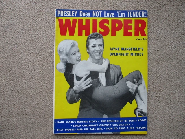 WHISPER VINTAGE GOSSIP magazine. Jayne Mansfield and Mickey on cover. June 1957. £15.95 ...