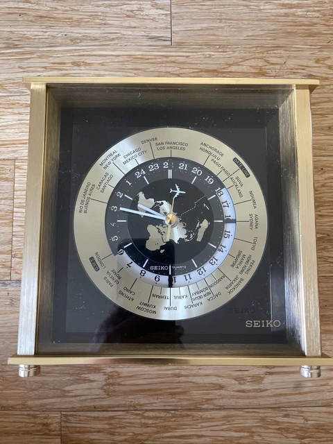 SEIKO BRASS AIRPLANE World Time Clock Japan, Works £27.70 - PicClick UK