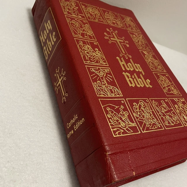 CATHOLIC BIBLE VINTAGE 1954 Illustrated Catholic Home Edition Red ...