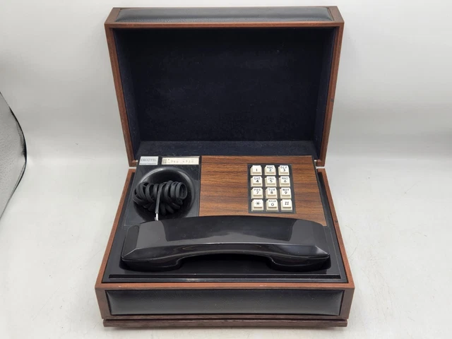 VINTAGE DECO-TEL SECRET 007 Spy Push Button Telephone in Wood & Leather ...