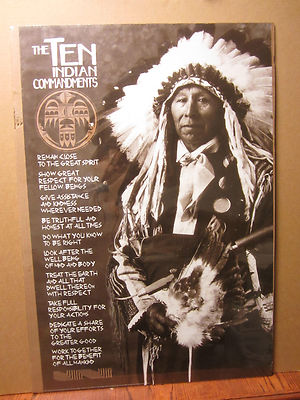THE TEN INDIAN Commandments Ecology peace Poster original unused 1995 ...