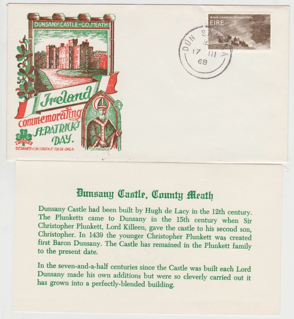IRELAND, 1968 &STAEHLE& Castle Series St. Patrick's Day Cover - Dunsany ...