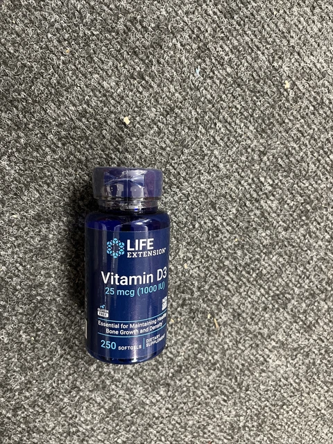 LIFE EXTENSION VITAMIN D3 25mcg 1,000IU 250 Softgels Bone Health Immune ...
