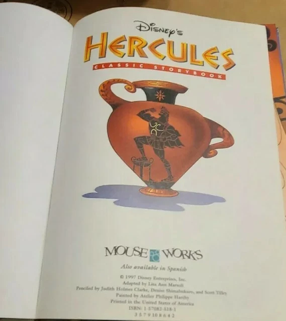 VINTAGE DISNEY HERCULES Book, Some Pages Have Minor Tears, See Pictures ...