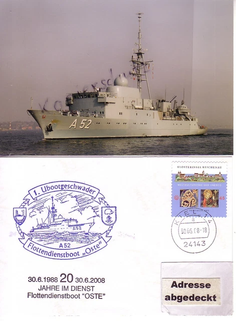BUNDESMARINE, A52 FLOTTENDIENSTBOOT OSTE, 20Jhr, Foto mit Schiff ...