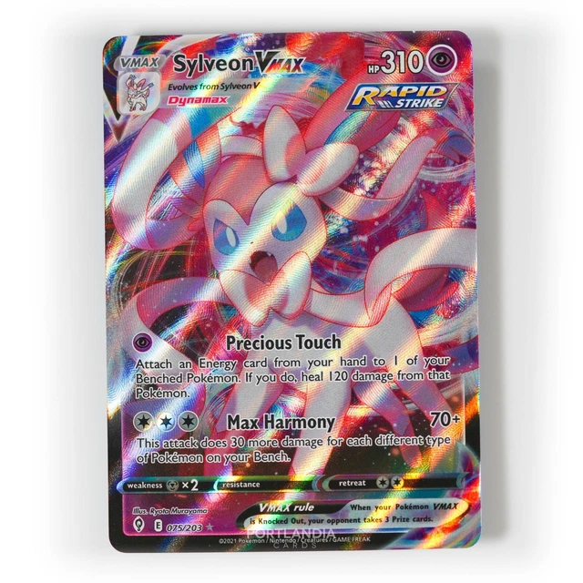 POKEMON - SYLVEON VMAX - 075/203 - SWSH Evolving Skies - Full Art Card ...