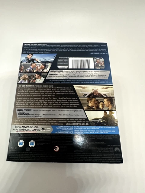 TOP GUN + Top Gun: Maverick 2 Movie Double Blu-ray DVD + Digital Copy ...