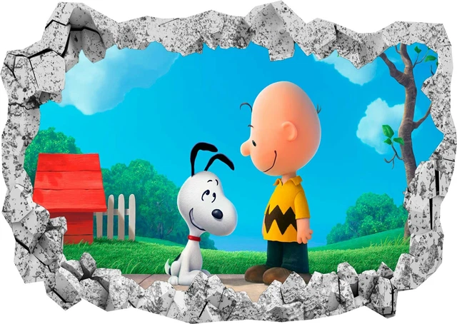 PEANUTS SNOOPY CHARLIE Brown 3d Smashed Wall View Sticker Poster Decal ...