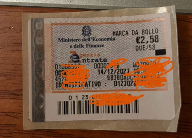 MARCA DA BOLLO 2.58 Euro Anno 2023 EUR 6,70 - PicClick IT