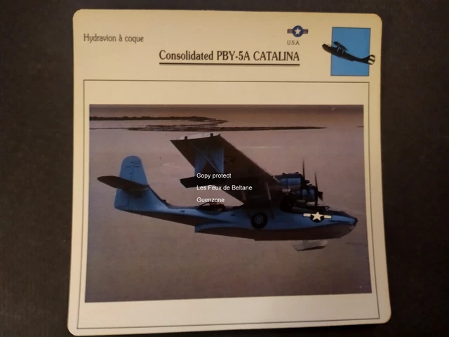 CONSOLIDATED PBY 5A CATALINA fiche aviation plane lobbycard carte avion ...