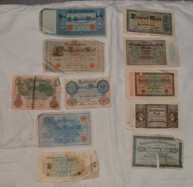 REICHSBANKNOTE GERMAN BANK notes 1908-1923 Weimar hyperinflation EUR 10 ...
